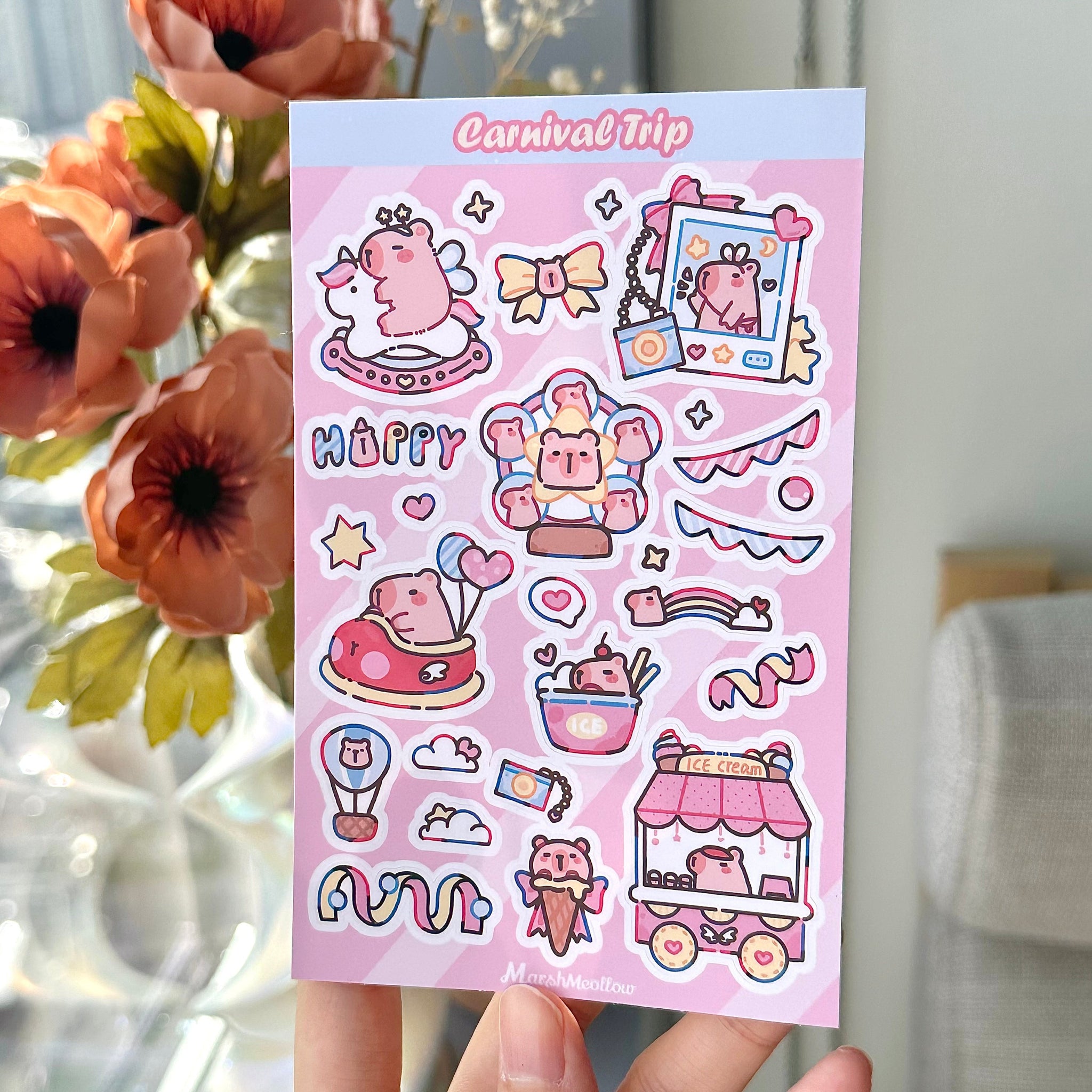 Capybara Carnival Trip Sticker Sheet – Marshmeollow