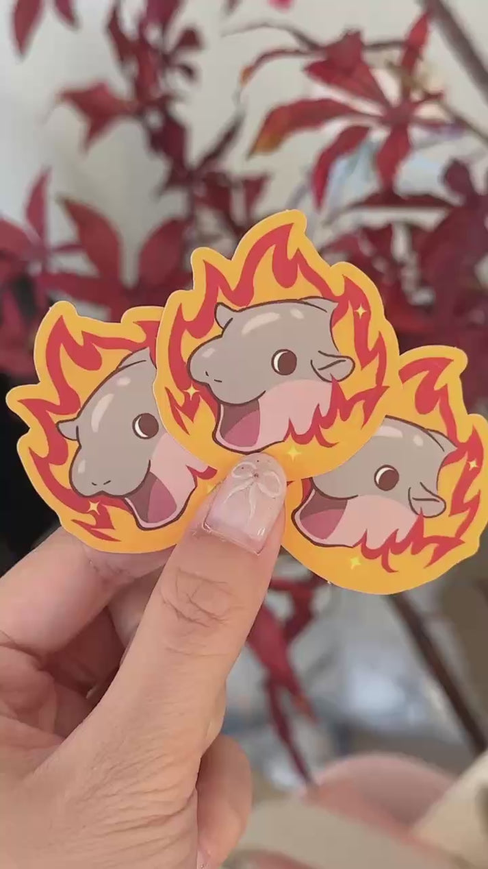 Moo Deng on Fire Sticker – Marshmeollow
