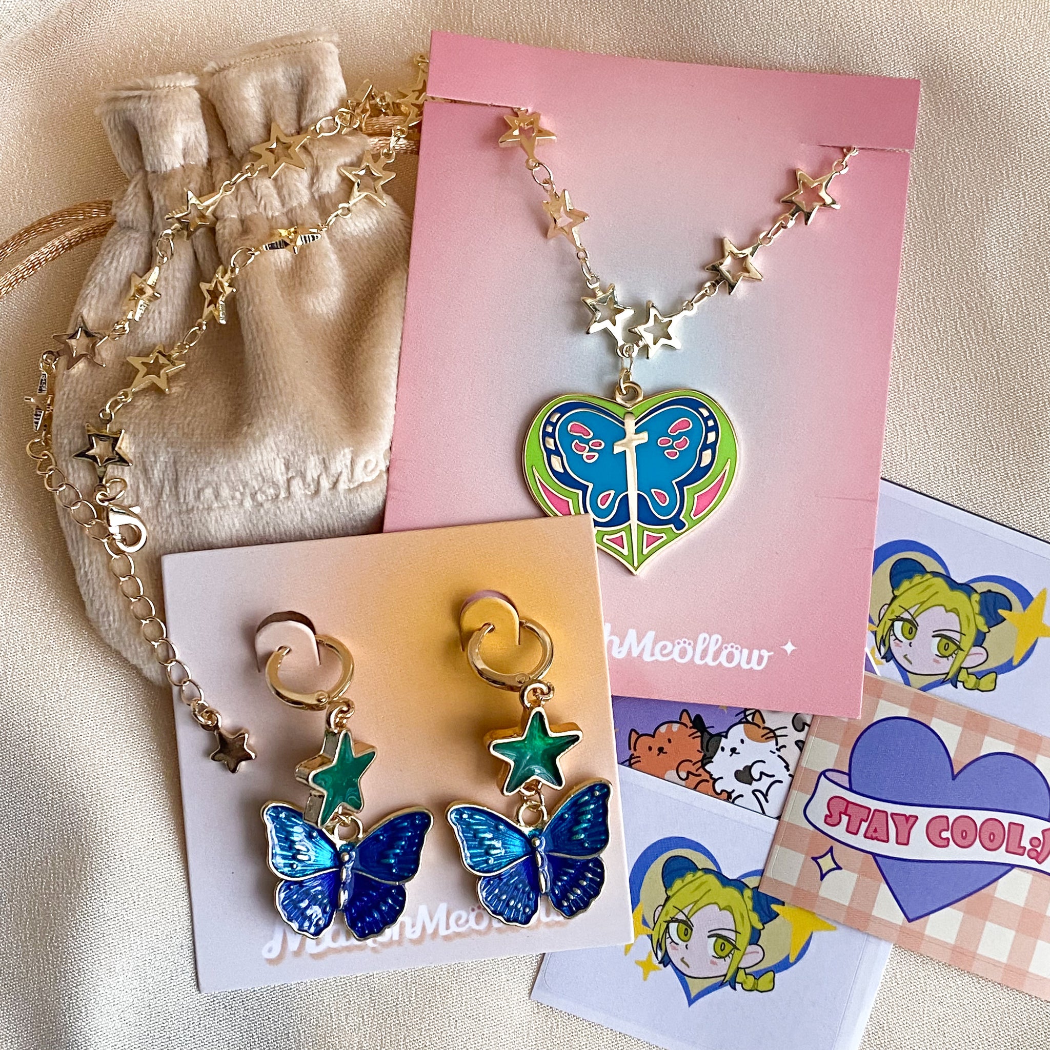 Jolyne Kujo Butterfly Drop Earrings – Marshmeollow